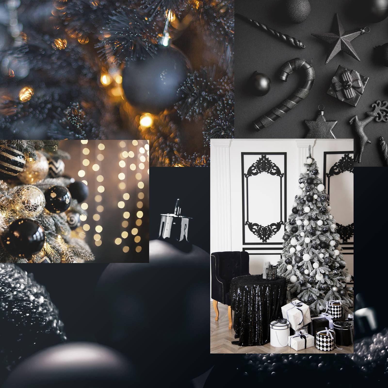 dark christmas tree theme